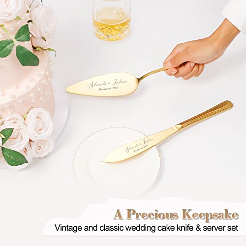 Cake Cutting Set for Wedding, Personalized Wedding Cake Knife and Server Set, Vintage Engraved 2-Piece Pie Cake Cutter Serving Set, Custom Bridal Anniversary Birthday QuinceaƱera Gift