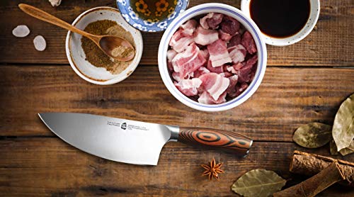 TUO Herb Rocking&Salad Knife- Vegetable Cleaver - High Carbon German Stainless Steel Kitchen Knife - Pakkawood Handle Veggie Chopper - Luxurious Gift Box Included - 7 inch - Fiery Phoenix Series