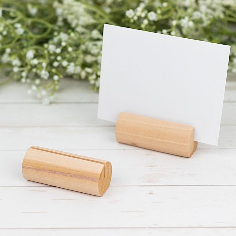 Balsa Circle 10 Natural 2 in Cylindrical Wood Table Number Sign Holders Place Card Stands Party Events Reception Decorations Supplies