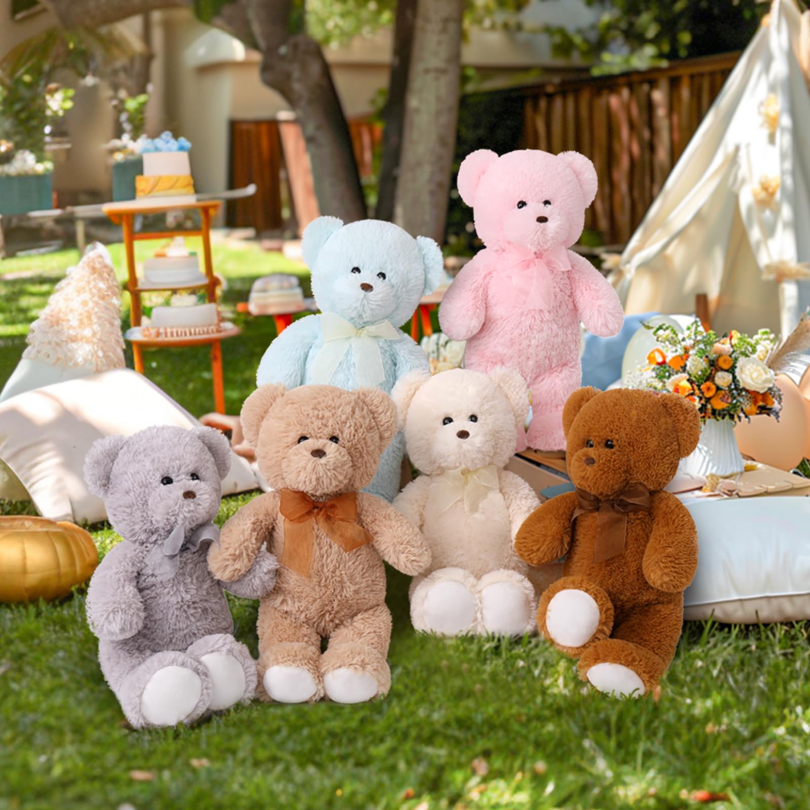 MaoGoLan Teddy Bear Stuffed Animal, 2 Pack Brown and White Bear Plush for Baby Shower, Soft Teddy for Boys Girls, 18 Inch Bear Plushies Toy for Birthday Gift