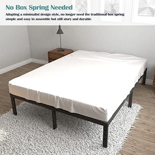 Eavesince King Bed Frame 14 Inch High Max 1000 Pound Steel Slat Support Heavy Duty Sturdy Metal King Size Platform No Box Spring Needed Easy Assembly Noise Free Black