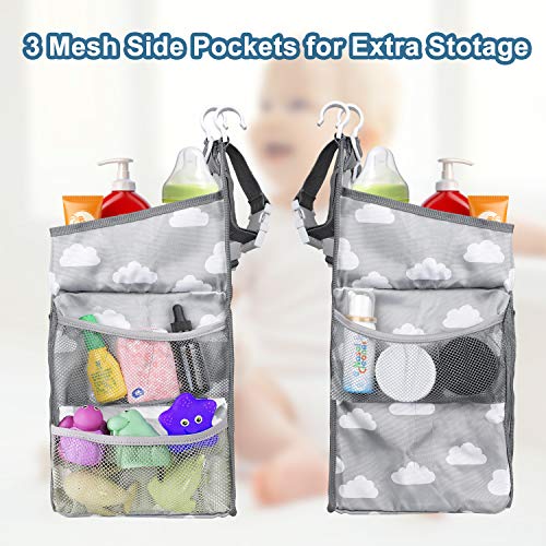 Diaper Caddy Hanging Diaper Caddy Organizer, Hanging Nursery Nappy Organiser Diaper Holder Caddy Stacker for Baby Girl Boy Crib Changing Table Playard Wall Baby Shower Gifts Bedside Storage Bag -Grey