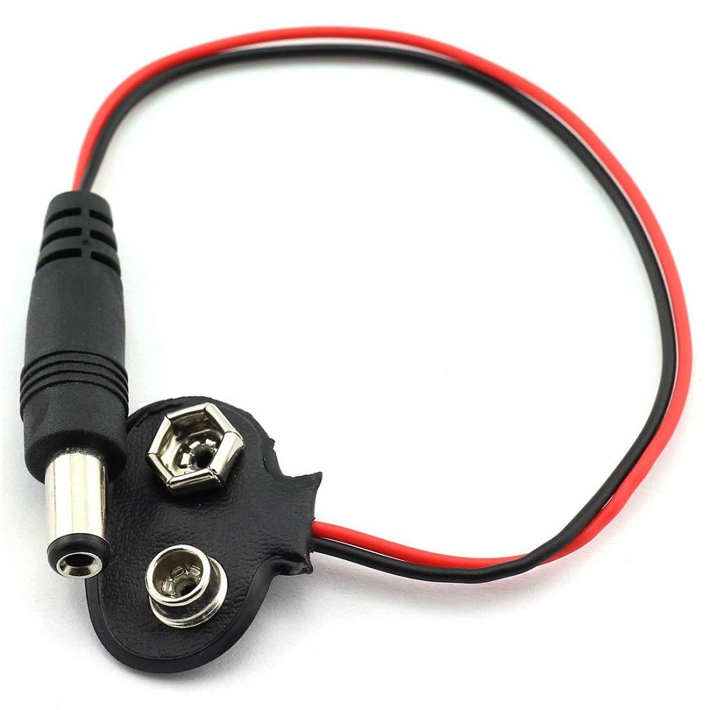 Prterewy 10pcs 15CM 9V Battery Snap Connector Clip Lead Wire Experimental Battery Snap Power Cable with 5.5x2.1mm DC Male Plug for Arduino Project or LED Light Bar (with DC Plug)