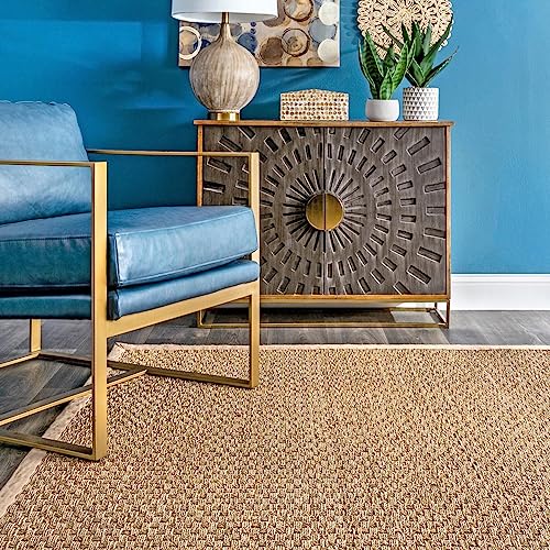 nuLOOM Hesse Checker Weave Seagrass Area Rug, 10' x 14', Natural