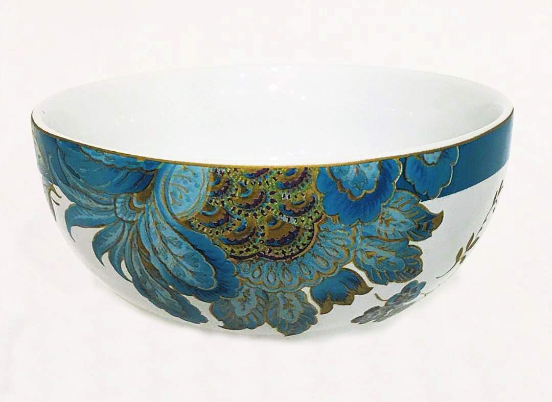 222 Fifth Eliza Teal Paisley Cereal Bowls, Set of 4