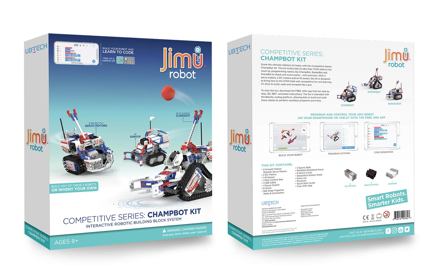 UBTECH JIMU Robot Competitive Series: Champbot Kit/ App-Enabled Building & Coding STEM Robot Kit (522 Pcs) from Robotics , Blue