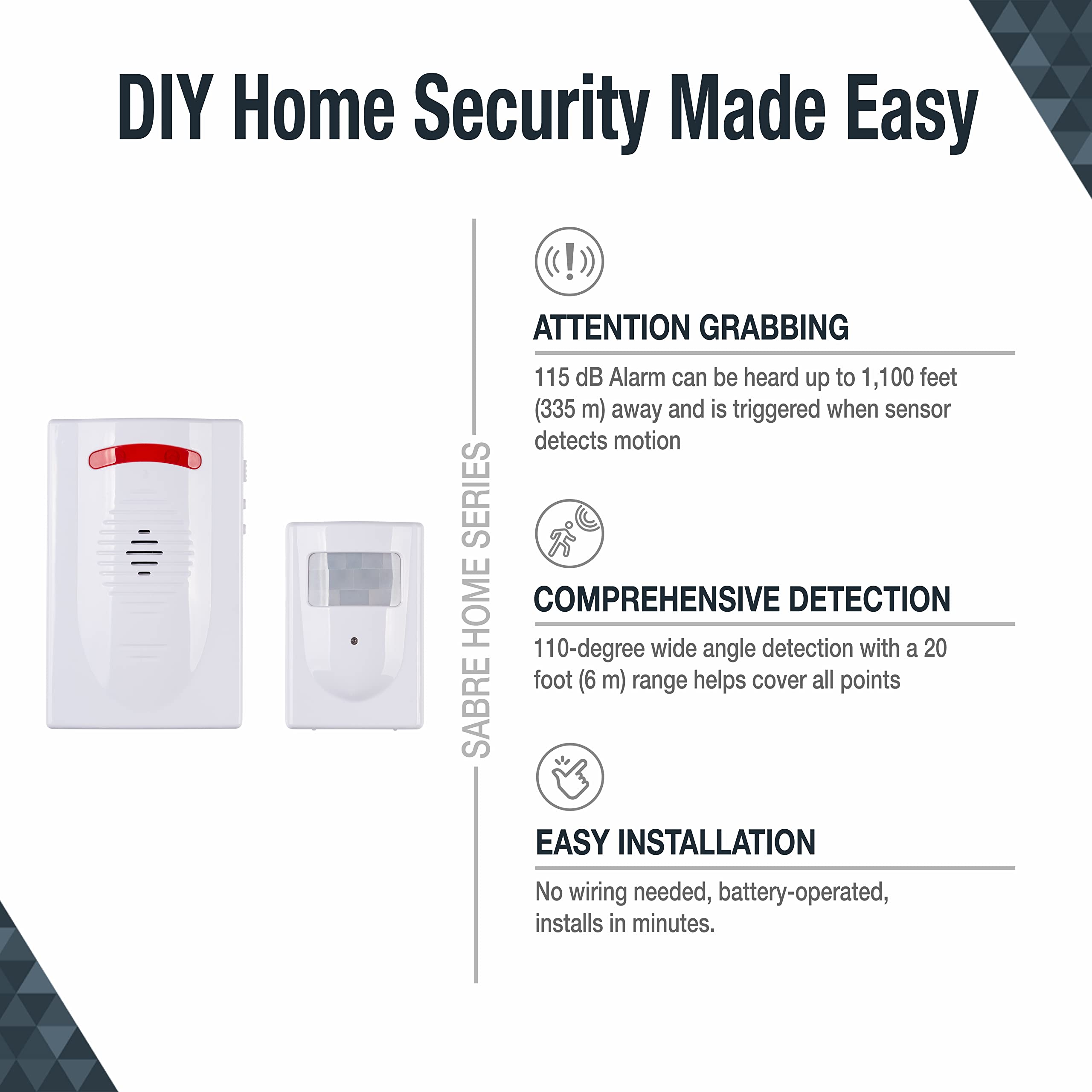 SABRE Driveway Alarm, Wireless Motion Detector Sensor System with Driveway Alert, Weatherproof for Outdoor Security