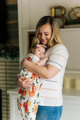 Red Rover Kids Cotton Muslin Swaddle - 47”x 47”- 100% Cotton – Machine Washable – Softer with Every Wash – Playful Designs -Soft, Breathable & Lightweight – Unisex (Peachy)