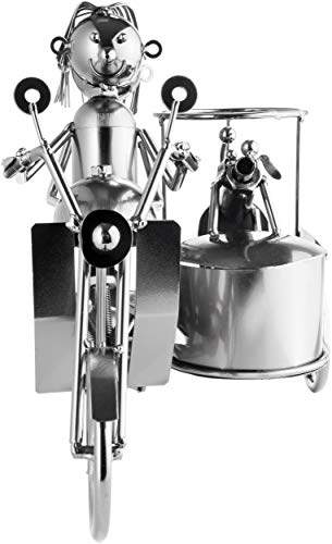BRUBAKER Wine Bottle Holder Motorcycle Couple with Dog in Sidecar Metal Sculptures and Figurines Decor Wine Racks and Stands Gifts Decoration