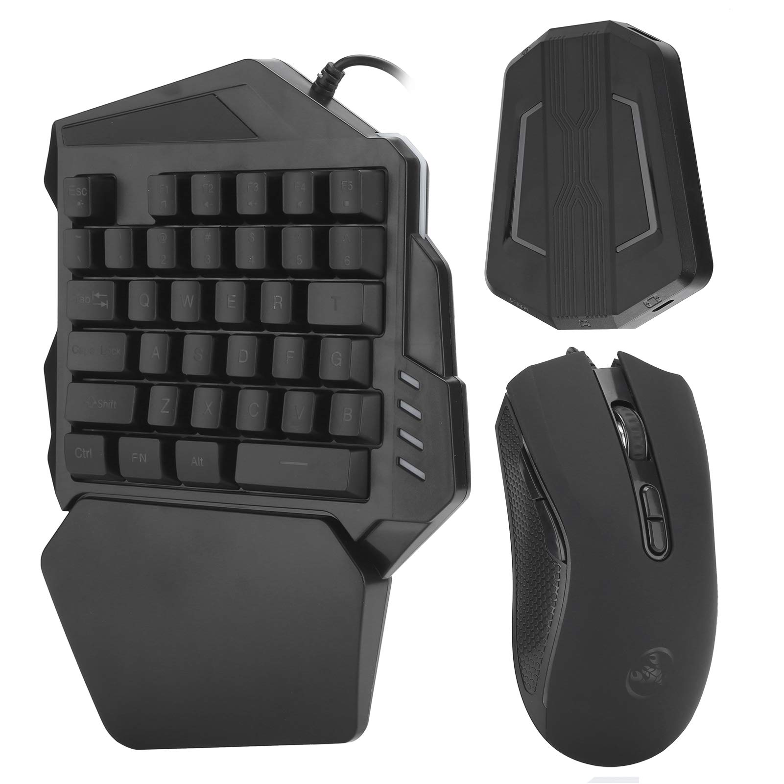 One-Handed RGB Gaming Keyboard and Combo with Converter, 3200 DPI Mouse, 35 Keys Gaming Keypad Adapter Base Kit Set for/X-One/for PS3/X-360/for Switch