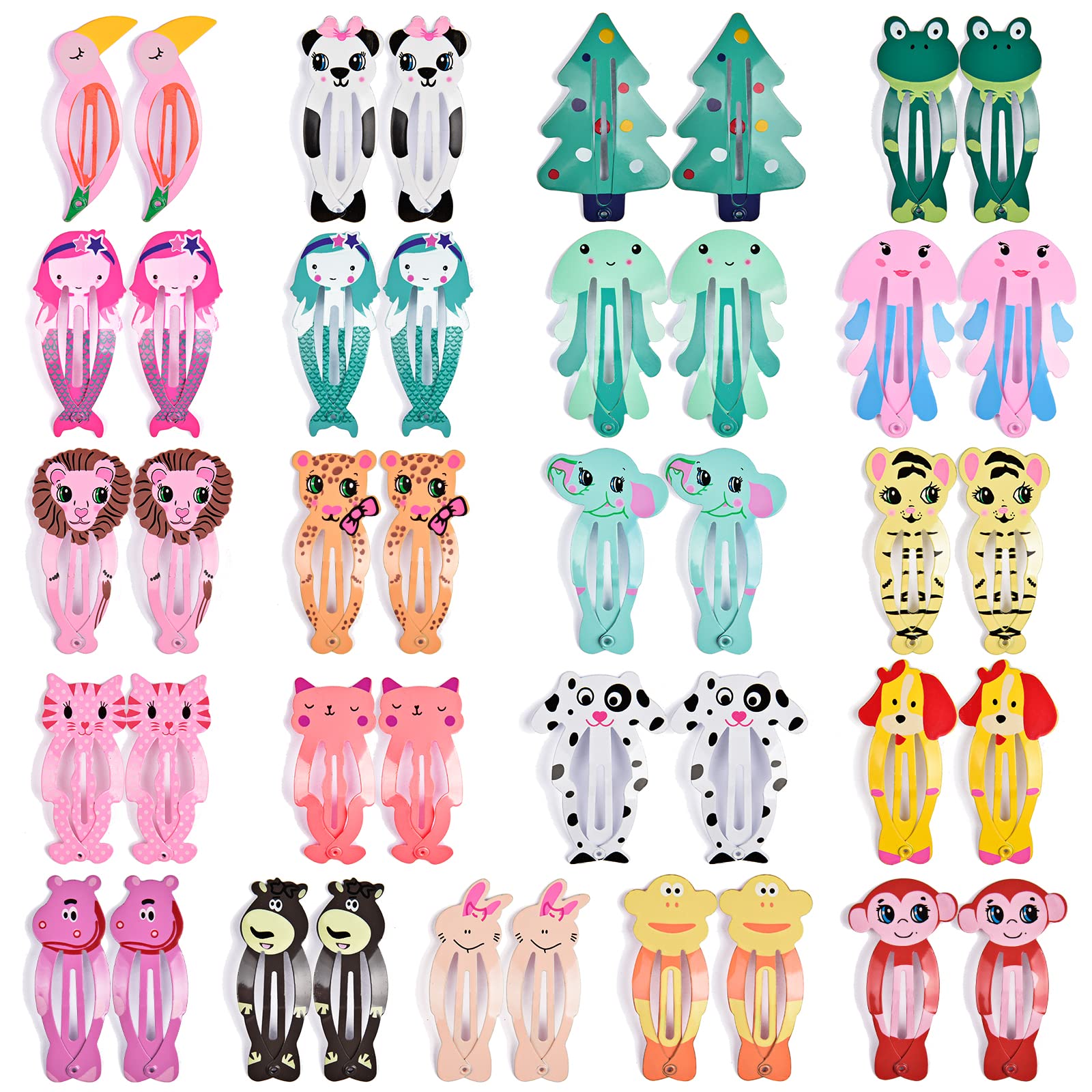 IKOCO Hair Clips for Girl, 42Pcs Animal Pattern Snap Hair Clips, Cartoon Design Barrettes for Toddler Girls