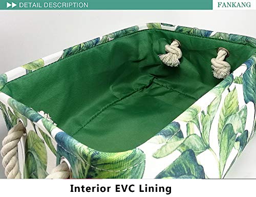FANKANG Rectangular Laundry Basket Nursery Storage Fabric Storage Bin Storage Hamper,Book Bag,Gift Baskets (Green plant)