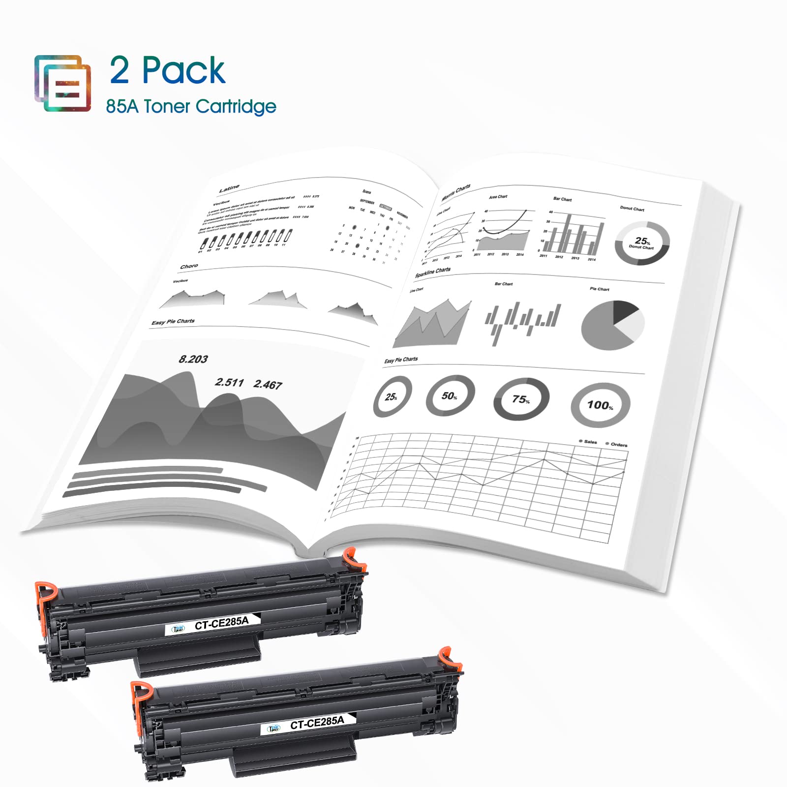 Cool Toner Compatible Toner Replacement for HP 85A CE285A Toner Cartridge for HP Pro P1102w M1212nf MFP P1102 P1109w M1217nfw Printer Ink Cartridge (Black, 2-Pack)