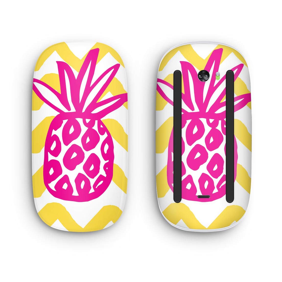 Design Skinz Pink and Yellow Pineapple Vinyl Decal Compatible with The Apple Magic Mouse 2 (Wireless, Rechargable) with Multi-Touch Surface