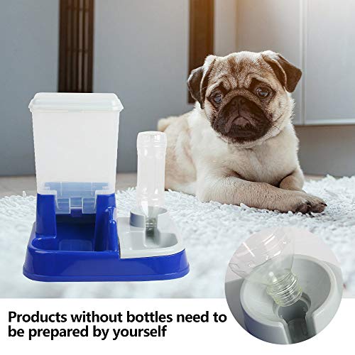 PAWISE Pet Feeder Food and Water Dispenser Dog 2 in 1 Self-Feeding Bowl Cat Automatic Feeder,Durable Plastic Pet Food Bowl for Small Medium Cats, Dogs, 5L Capacity
