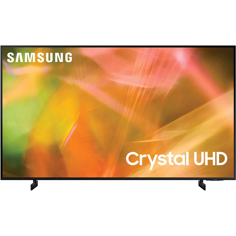 SAMSUNG UN50AU8000 50 Inch UHD 4K Crystal UHD Smart LED TV Bundle with Deco Home 60W 2.0 Channel Soundbar, 37-70 inch TV Wall Mount Bracket Bundle and 6-Outlet Surge Adapter