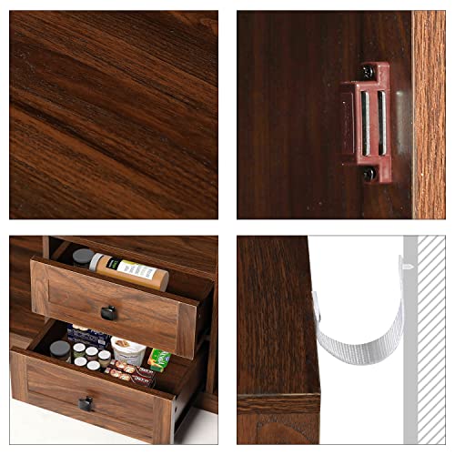 AILEEKISS 47'' Sideboard Buffet Cabinet Modern Kitchen Pantry Storage Cabinet with Drawers & Shelves for Home Kitchen, Dinning Room, Living Room, Hallway, Entrance (Brown02)