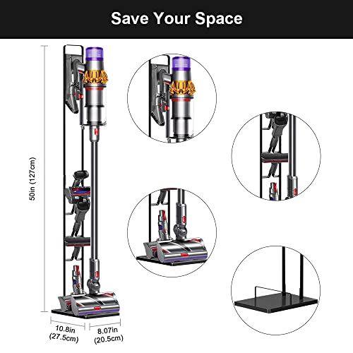 Foho Vacuum Stand for Dyson V15 V11 V10 V8 V7 V6,Stable Metal Storage Bracket Stand Holder for Dyson Handheld DC30 DC31 DC34 DC35 DC58 DC59 DC62 Cordless Vacuum Cleaners & Accessories & Attachments