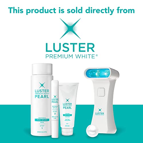 LUSTER PREMIUM WHITE Pearl Infused Pro Light Teeth Whitening System - Fast Whitening Kit with Light, Serum, Rinse, Toothpaste - 4Piece kit