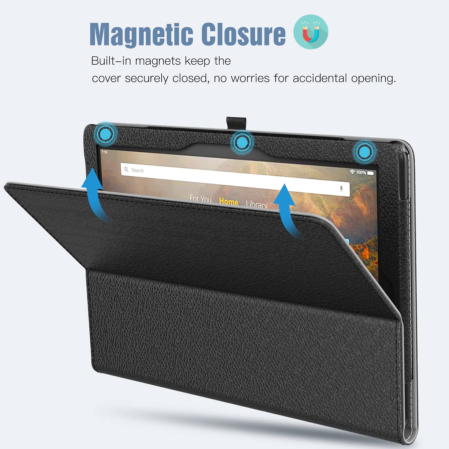 TiMOVO Case for All-New Kindle Fire HD 10 & Fire HD 10 Plus Tablet (10.1", 11th Generation, 2021 Release), Slim Folding PU Leather Stand Cover Case with Auto Wake/Sleep, Black