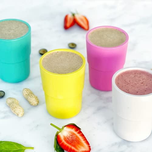 bobo&boo Plant-Based Cups for Kids β Melamine and BPA Free - Microwavable and Dishwasher Safe - Eco-Friendly Toddler Drinking Cup Set - LAGOON