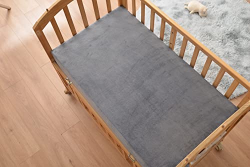 Cozy Fleece Microplush Fitted Crib Sheets, Grey/White with Moon & Stars, Grey/White with Moon & Stars