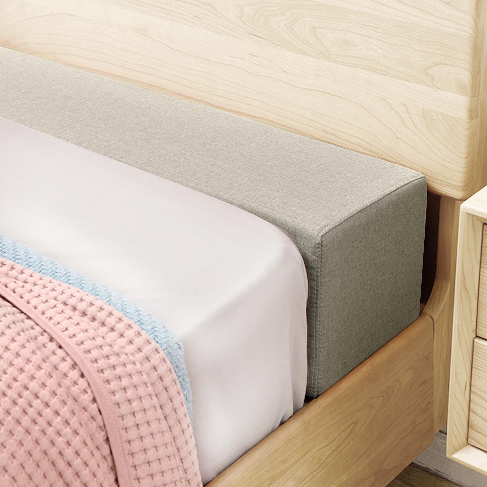 WUIOYNF Mattress Extender, Bed Space/Gap Filler for Full/Twin/Queen/Cal King/King Bed, Headboard Pillow Between Mattress or Wall, High-Density Sponge with Removable Cover(Light Grey-60 * 2 * 6in)