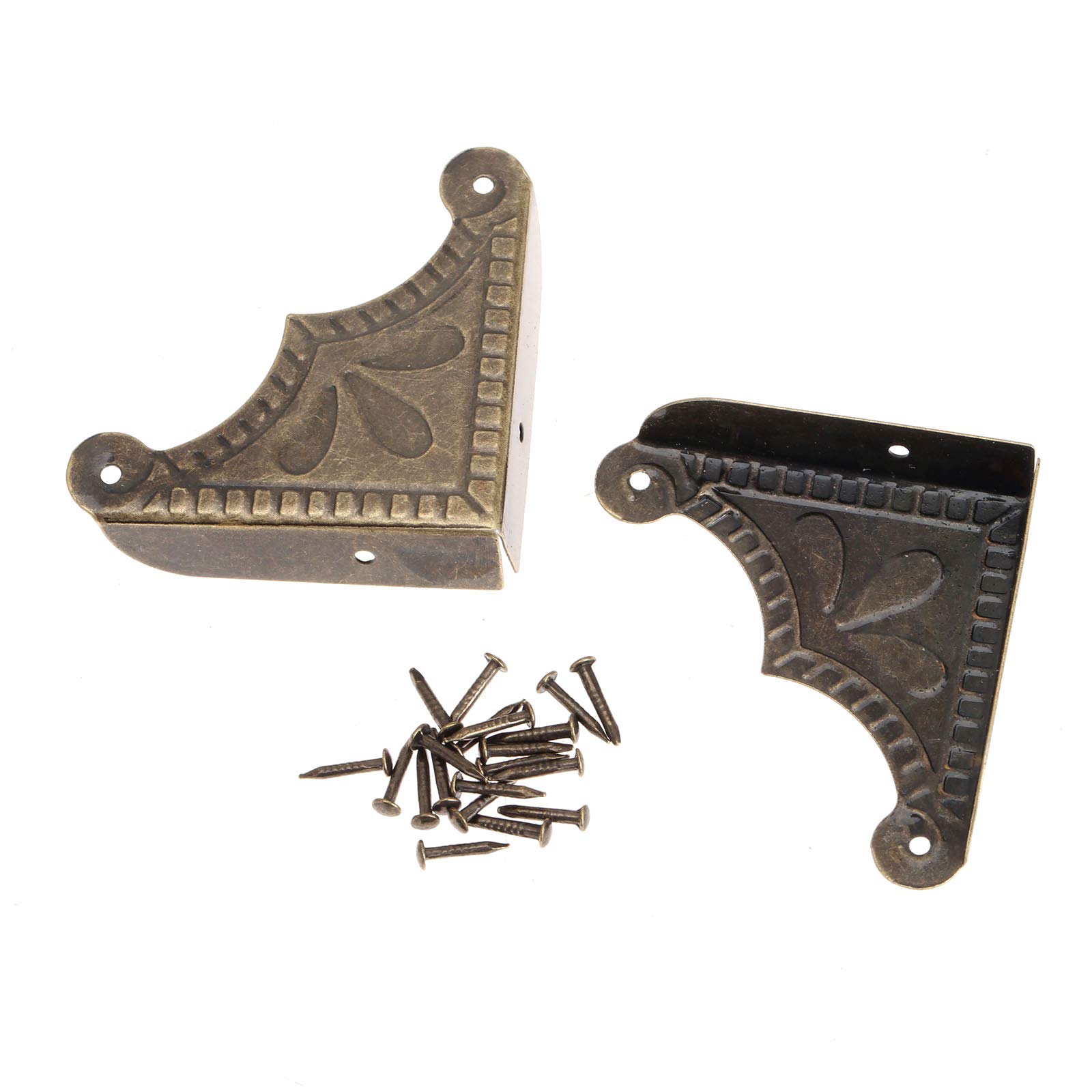 dophee Antique Brass Box Corner Covers, Decorative Corner Protectors Guards Edge Covers for Jewelry Box Chest Table Desk Photo Frame Panal, 1.53"x1.53"x1.97"(12-Pack)