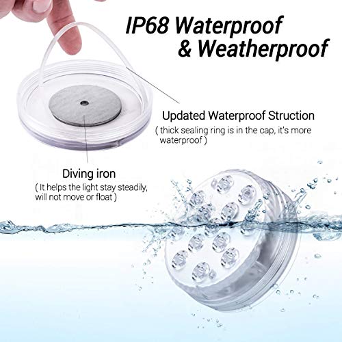LOFTEK Submersible LED Lights with Remote RF(164ft),Full Waterproof Pool Lights for Inground Pool with Magnets, Suction Cups,3.35β Color Changing Underwater Lights for Ponds Battery Operated (4 Packs)