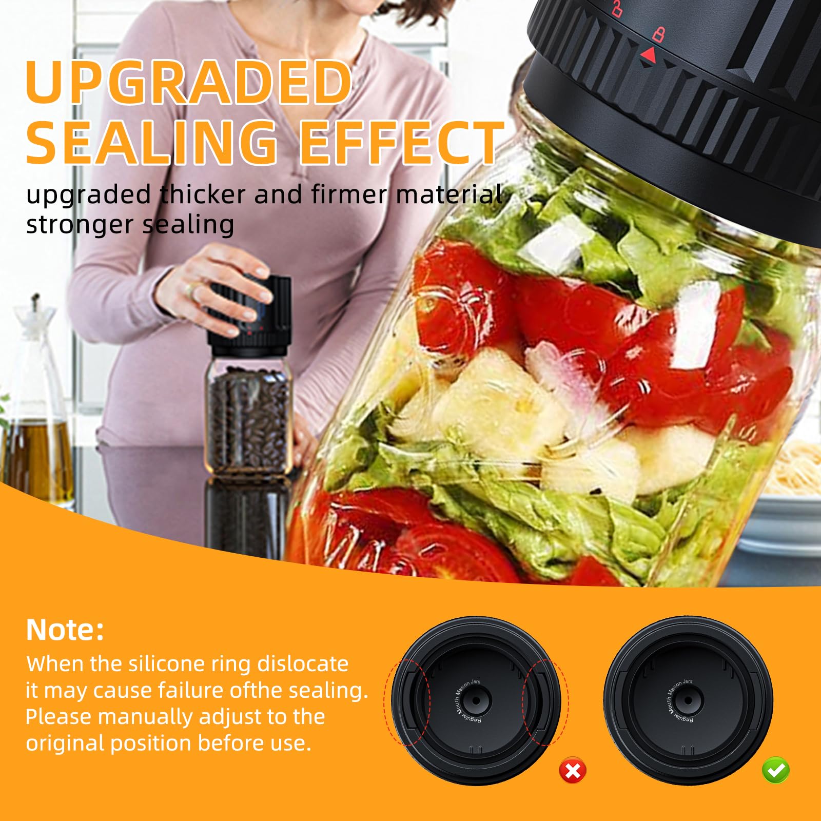 Electric Mason Jar Vacuum Sealer Kit for Wide Mouth and Regular Mouth Mason Jars,for Food Storage and Fermentation