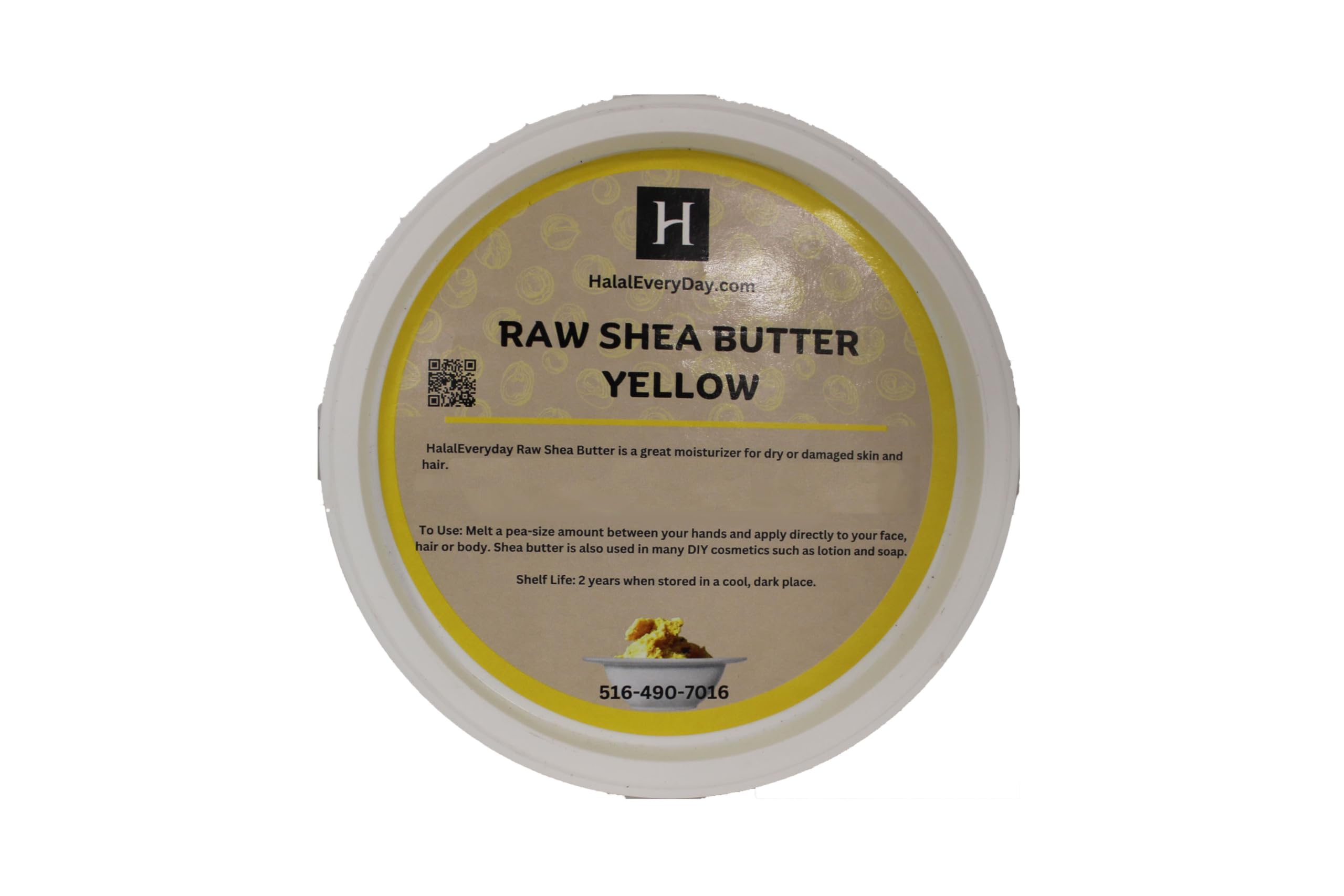 HalalEveryDay Raw Unrefined Grade A Soft and Smooth Yellow African Shea Butter from Ghana - Amazing quality and consistency - comes in a 16 oz Jar - Total weight approximately 14 oz