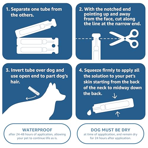 Amazon Basics Flea, Tick & Mosquito Topical Treatment for Medium Dogs (11-20 pounds), 6 Count (Previously Solimo)