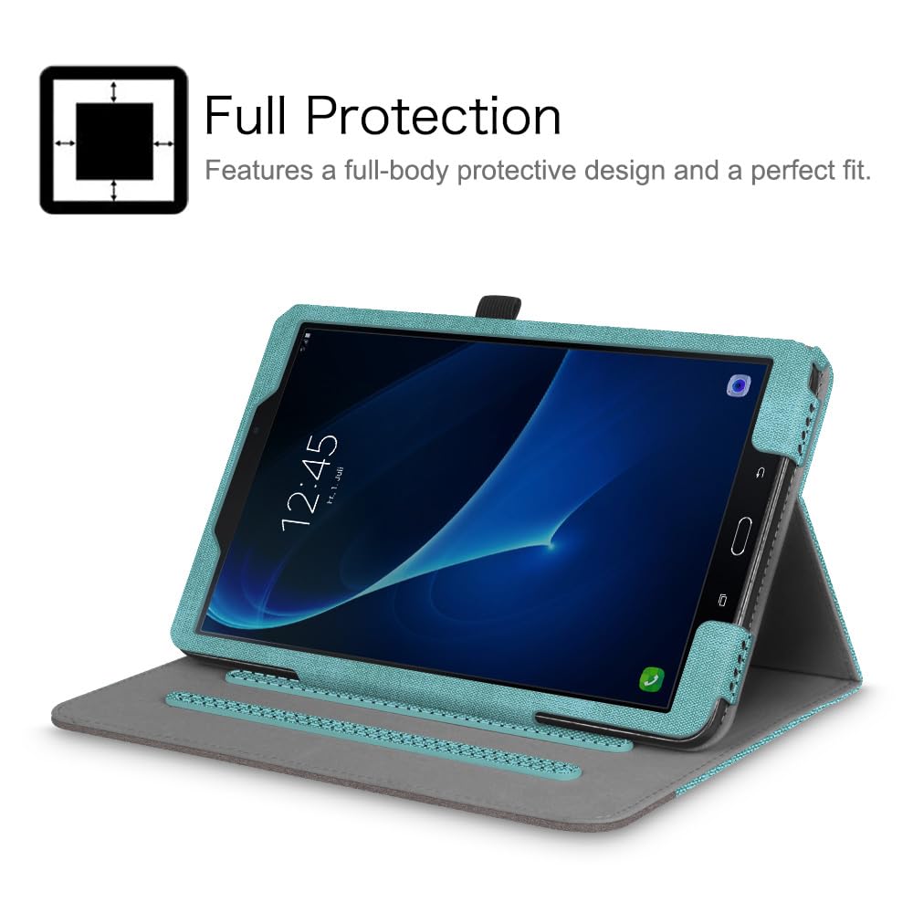 Fintie Case for Samsung Galaxy Tab A 10.1 (2016 NO S Pen Version), [Corner Protection] Multi-Angle Viewing Stand Cover with Pocket Auto Sleep/Wake for Tab A 10.1 (SM-T580/T585/T587), Turquoise