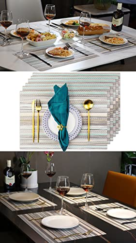 Sayopin Placemats, Placemats Set of 6, Woven Vinyl Placemats, Placemats for Dining Table, Place Mats Indoor, Easy to Wipe Clean Table Placemats, Washable Placemats for Everyday Use