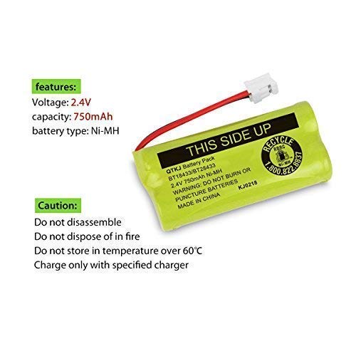 QTKJ BT18433 BT28433 BT184342 BT284342 BT-1011 Cordless Phone Battery for Vtech CS6209 CS6219 CS6229 DS6301 DS6101 BT-1018 BT-1022 AT&T CL80109 BT-6010 BT-8000 BT-8300 Uniden DCX400 Handset (6-Pack)