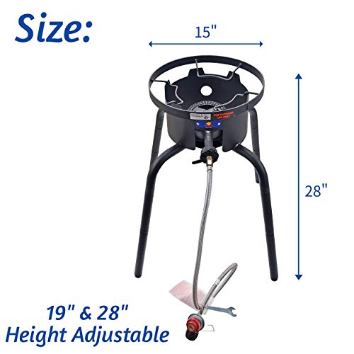 ARC Propane Burners For Outdoor, Wok Burner Single Propane Burner With Adjustable Legs, 65,000BTU Cast Iron Portable Propane Stove Great For Camping And Turkey Frying, Crawfish Cooking