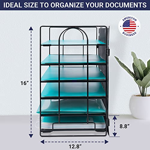 Desk Organizer with 6 Tiers, Paper Tray for Office Supplies, Letters, Billls, Folders, Files, Binders. Desk Organizers and Accessories for Home, Office, School. Office Organization with Style