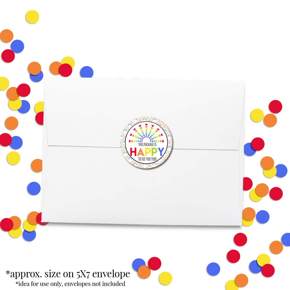 Happy Rainbow Heart Themed Thank You Customer Appreciation Sticker Labels for Small Businesses, 60 1.5" Circle Stickers by AmandaCreation, Great for Envelopes, Postcards, Direct Mail, & More!