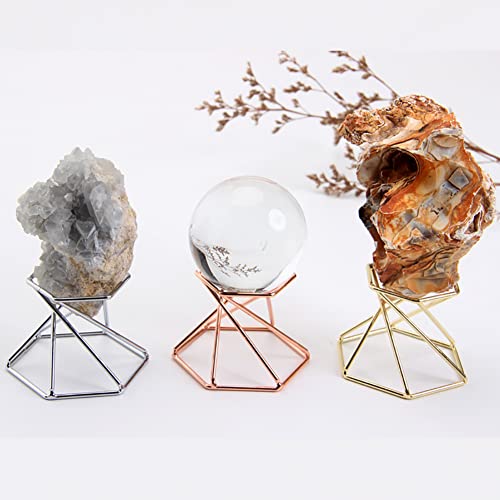 Ainvhh 3 PCS Hexagon Metal Display Stand Mystical Quartz Ball Photography Props FengShui Divination Spheres Decorative Glass Ball Base