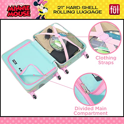 FUL Disney Minnie Mouse 21 Inch Kids Rolling Luggage, Tie Dye Hardshell Carry On Suitcase with Wheels, Multi (FCGL0030SAMEC-634)