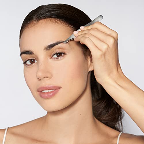 Tweezerman Stainless Steel Slanted Point Tweezer - Eyebrow Precision Tweezers, Facial And Ingrown Hair Removal (Classic Stainless)