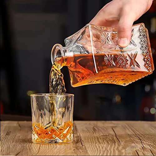 Cadamada Wine Decanter, 25 Oz Glass Decanter Bottle, Delicate Decanter Set-for Tequila, Brandy, Scotch and Vodka, Gift Giving, Bar and Party Decoration (3pcs)