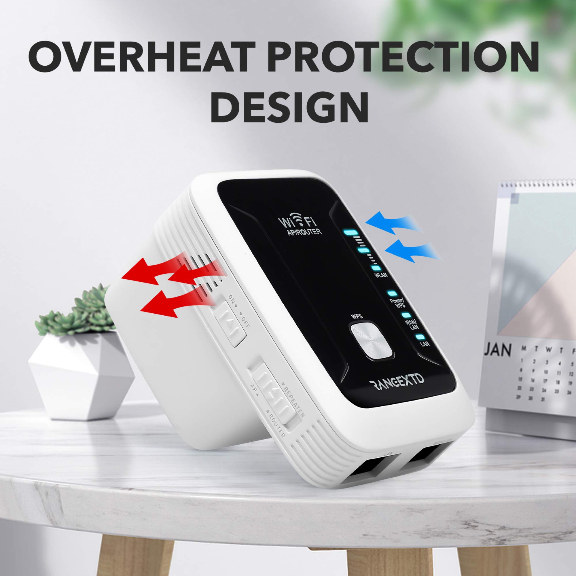 RANGEXTD WiFi Extender with Ethernet Port - WiFi Signal Amplifier Increases Home WiFi Coverage | Single-Band 2.4GHz WiFi Range Booster Fixes Dead Spots | Up to 300Mbps Speed, 10 Devices