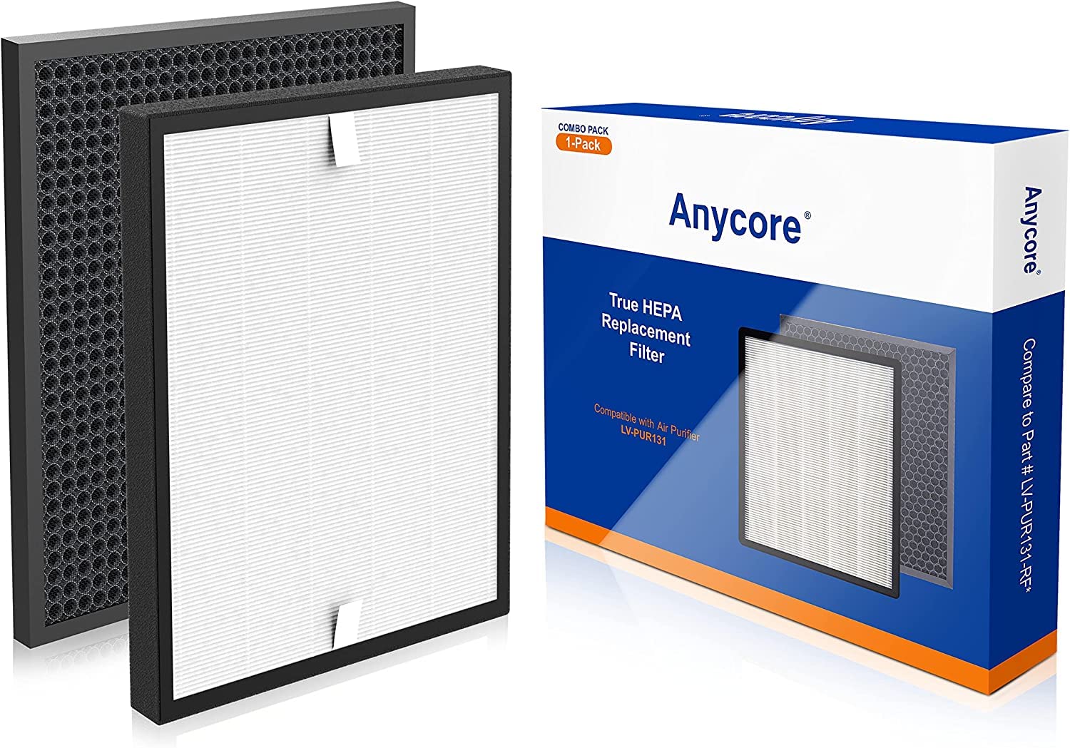 Anycore Compatible for Levoit PUR131 Filter Replacement Compatible with Levoit PUR131, PUR131S and PUR131-RF, 1 True HEPA 1 Activated Carbon Replacement Filters