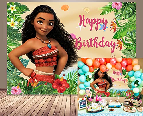 7x5ft Moana Birthday Party Backdrop Photo Summer Sea Moana Background Photography Princess Girls Birthday Cake Table Decoration
