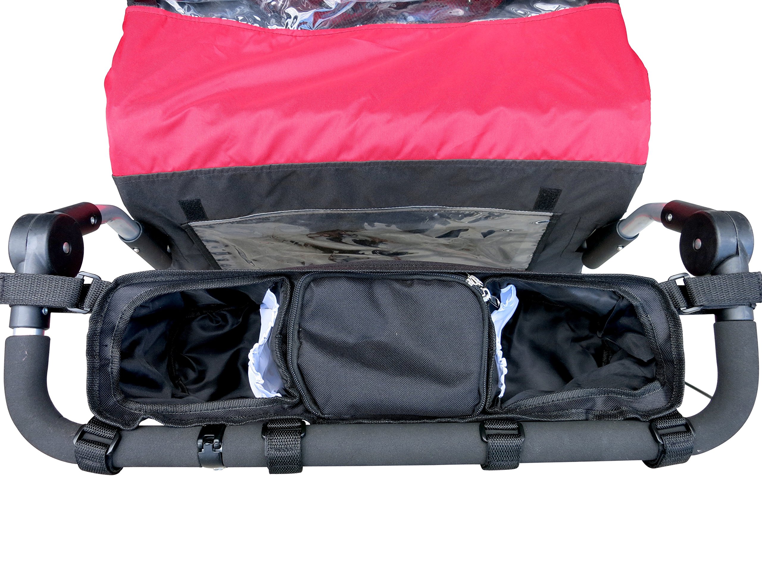 Double Stroller Stroller Organizer for Booyah Child, Large and XL Pet Stroller. Fits Clevr, Aosom and Best Choice Double Baby Strollers, Joggers and pet Strollers.