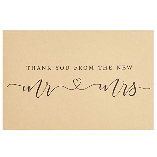 Paper Junkie Kraft Wedding Thank You Greeting Cards with Brown Envelopes (4 x 6 In, 120 Pack)