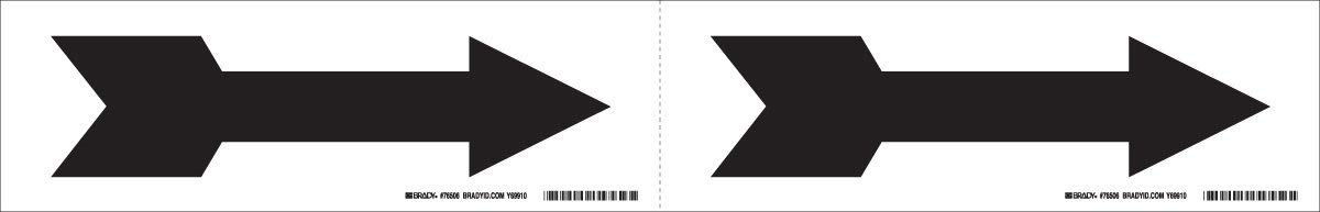 Brady 76506 Self-Sticking Vinyl Arrow, 2-1/4" Height x 7" Width, Black on White