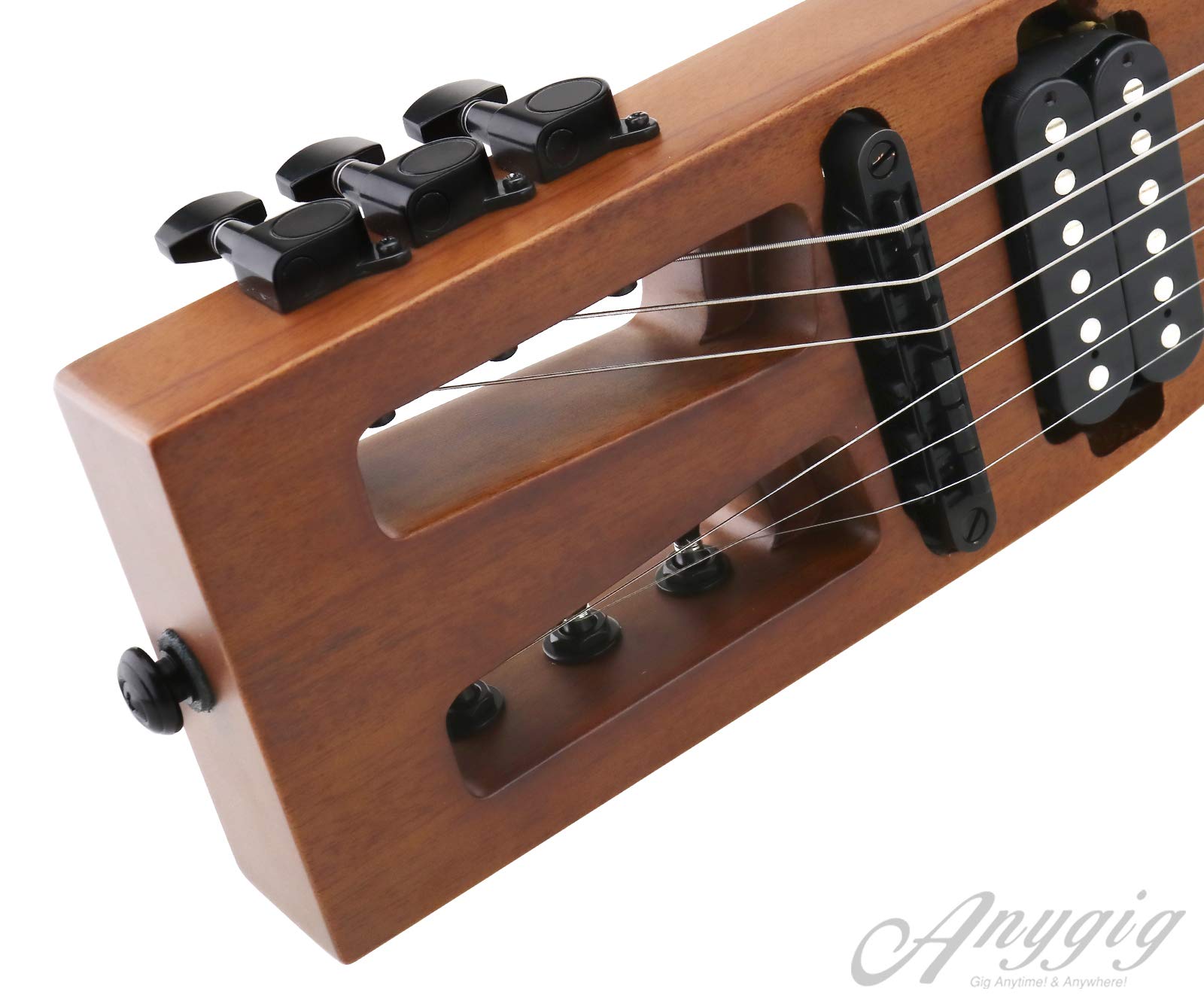 Anygig Electric Guitar Practice Portable Travel 82CM 1.6KG Brown Matte Sapele Mahogany 25.5" Full Scale with Gigbag Right Handed Gift Idea