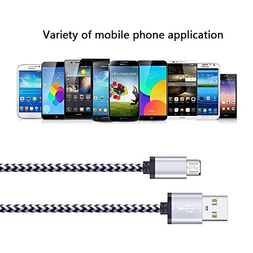 FiveBox Micro USB Charger Cable, 5-Pack 6ft Micro USB Cable Cord Braided Fast Charging Phone Charger for Samsung Galaxy J3 J7 S6 S7 Edge, Tablet, LG stylo 2/3 LG G3 G4 K30 K20 Plus, Old Kindle 7 8 10